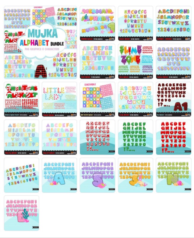 Alphabet Clipart Bundle Christmas Monsters Rainbow Baby - Etsy
