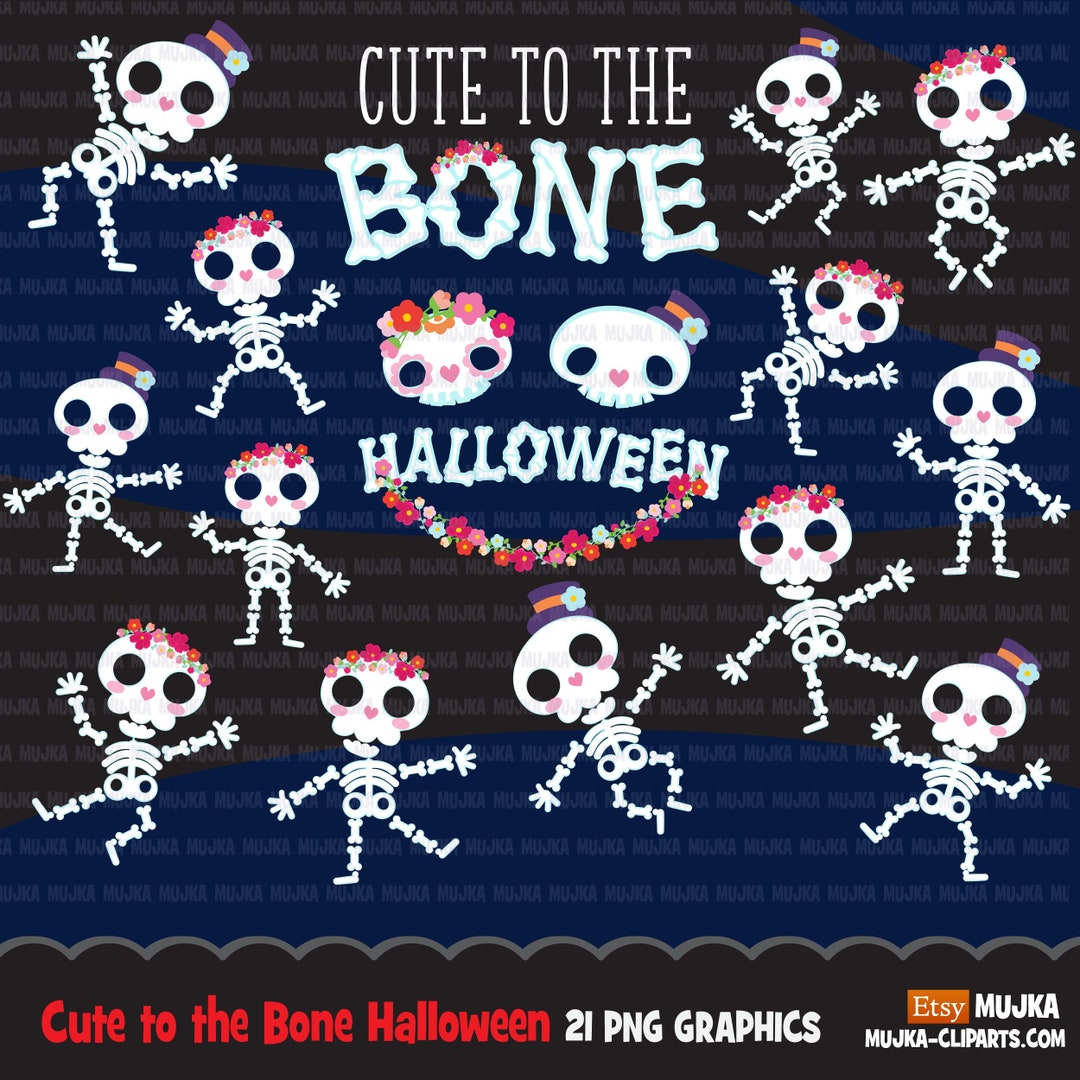 Cute Halloween Clipart, Cute to the Bone, Halloween Sublimation Designs ...