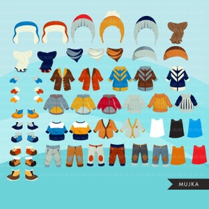 Paper Doll Clipart, Winter Outfits, Winter Dress up Party, Boy Fashion ...
