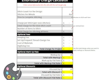 Easy Embroidery Charge Calculator - Etsy
