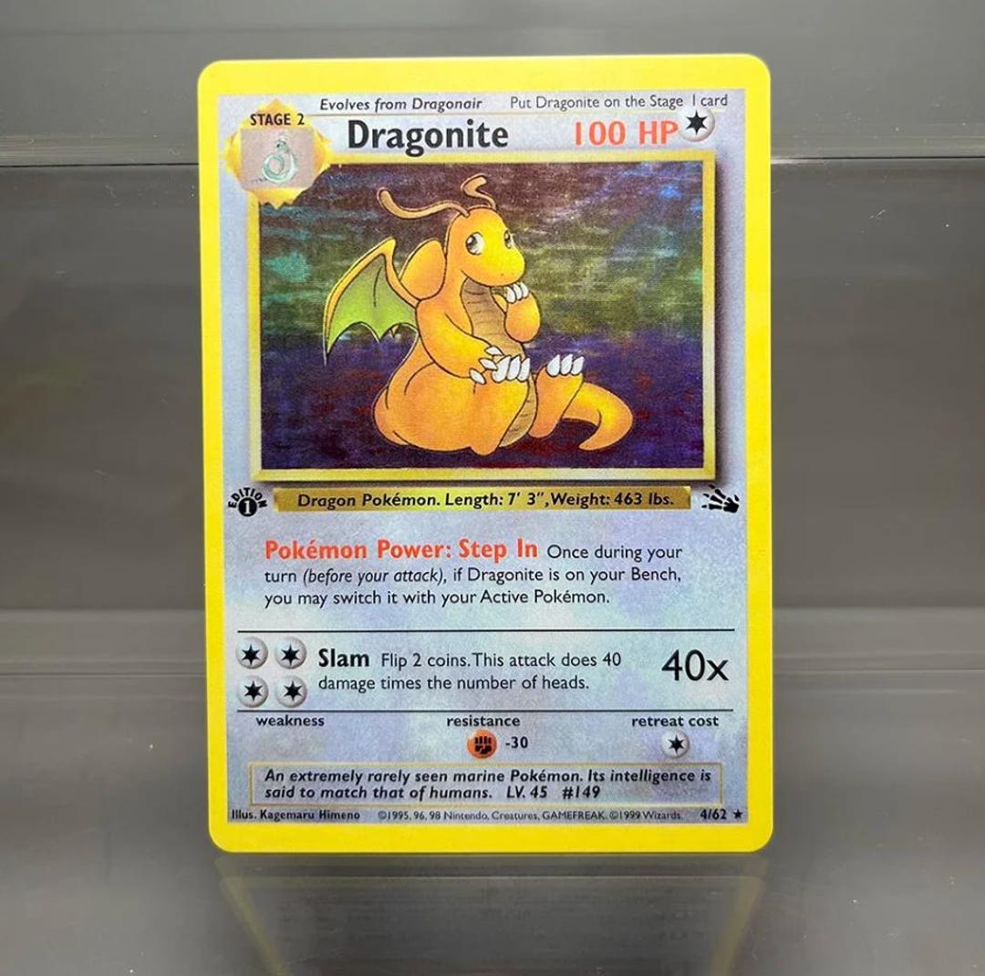 Carta PROXY de Pokémon Dragonite de primera edición - Etsy España