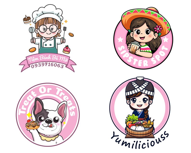 Custom Cute Kawaii Logo| Custom Logo | Cartoon Logo | Kawaii Commission ...