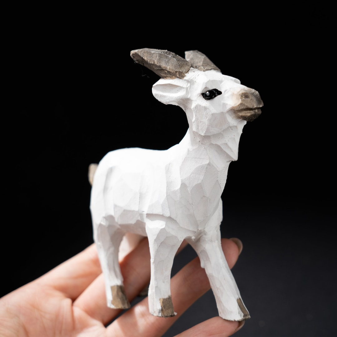 Custom Wooden Animal Ornament Hand Carved Goat Ornament Wooden Goat ...