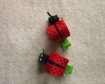 2 pairs of Crochet Lady Bug Hair Clips ladybug barretts