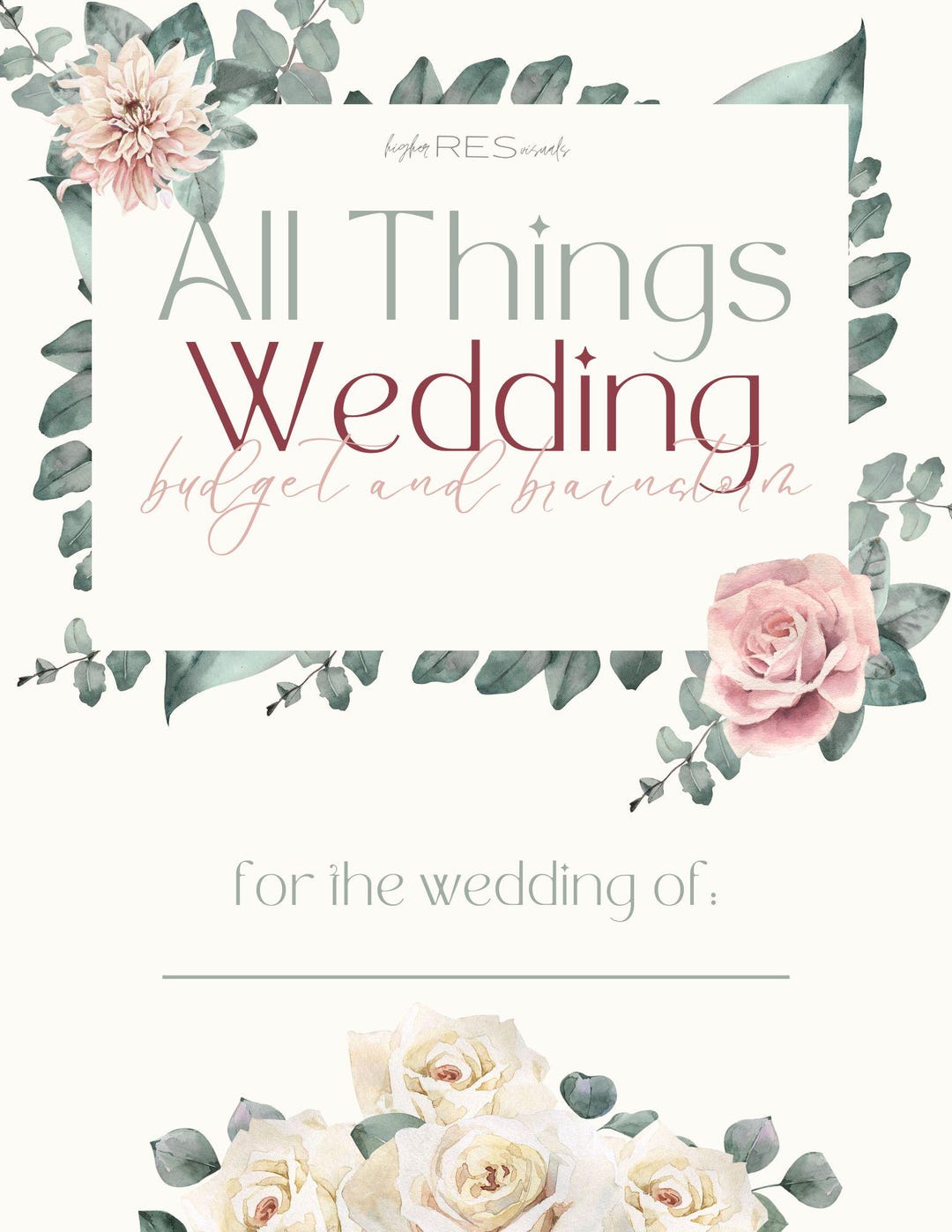 Wedding Budget Planner – Bridal Brainstorming Printable (digital ...