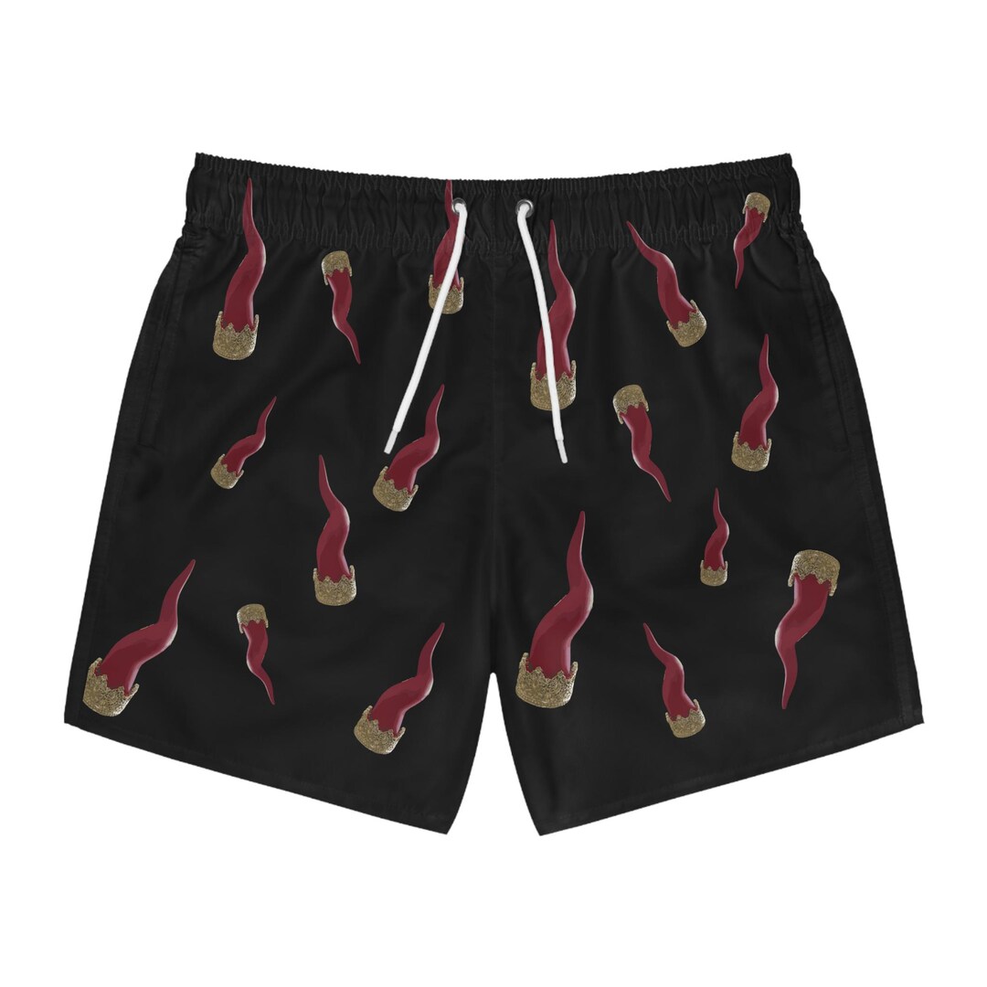 Italian Red Pepper Corno Men's Swim Trunks, Lucky Charm, Beachwear ...