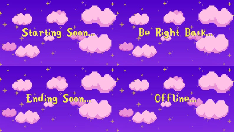 Pink Pixel Cloud Stream Animated Twitch Overlays & OBS Transition ...