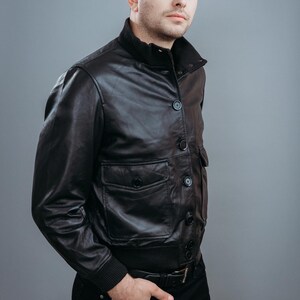 OONC | Men’s Black Real Sheep Leather Slim Fit Bomber Jacket | Stylish ...