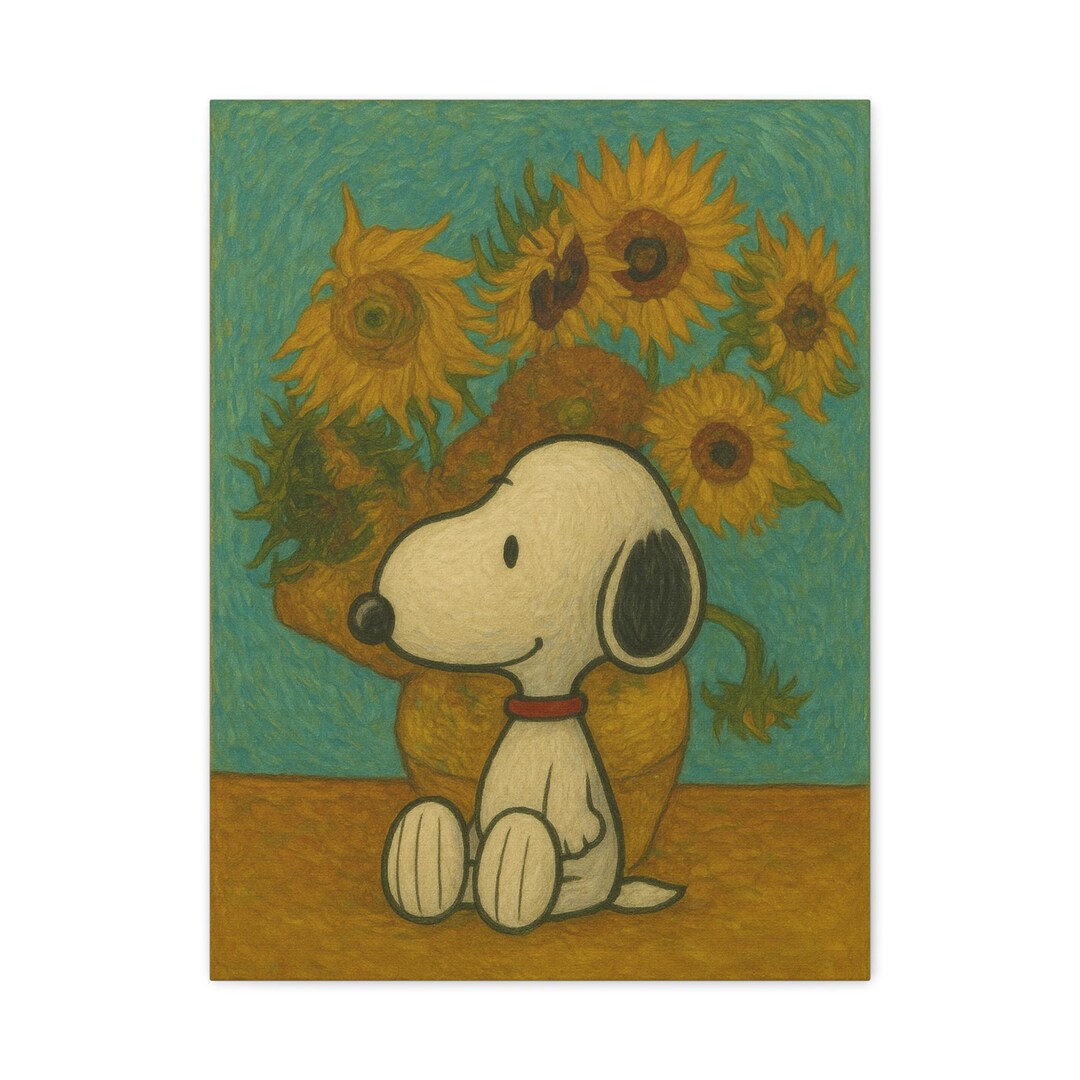 Snoopy With Sunflowers Canvas - Etsy
