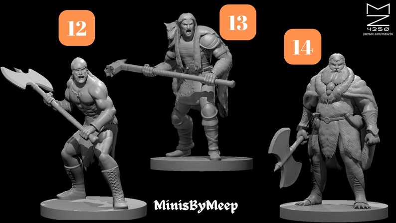 D&D Human Miniatures Human Barbarians DND Minis Dungeons and Dragons ...