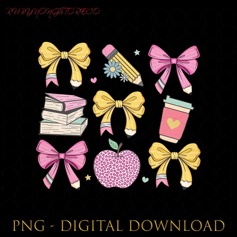 Coquette School Png,back to School Png, Teacher Coquette Pink Bow Png ...