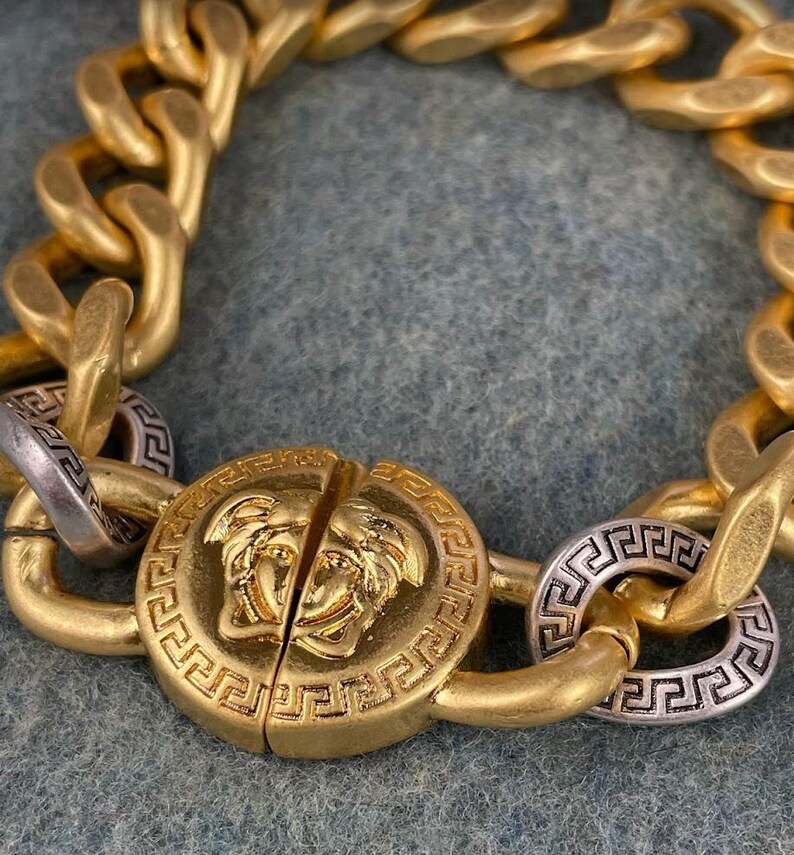 Vintage Versace Gold and Silver Chain Bracelet 18cm - Etsy