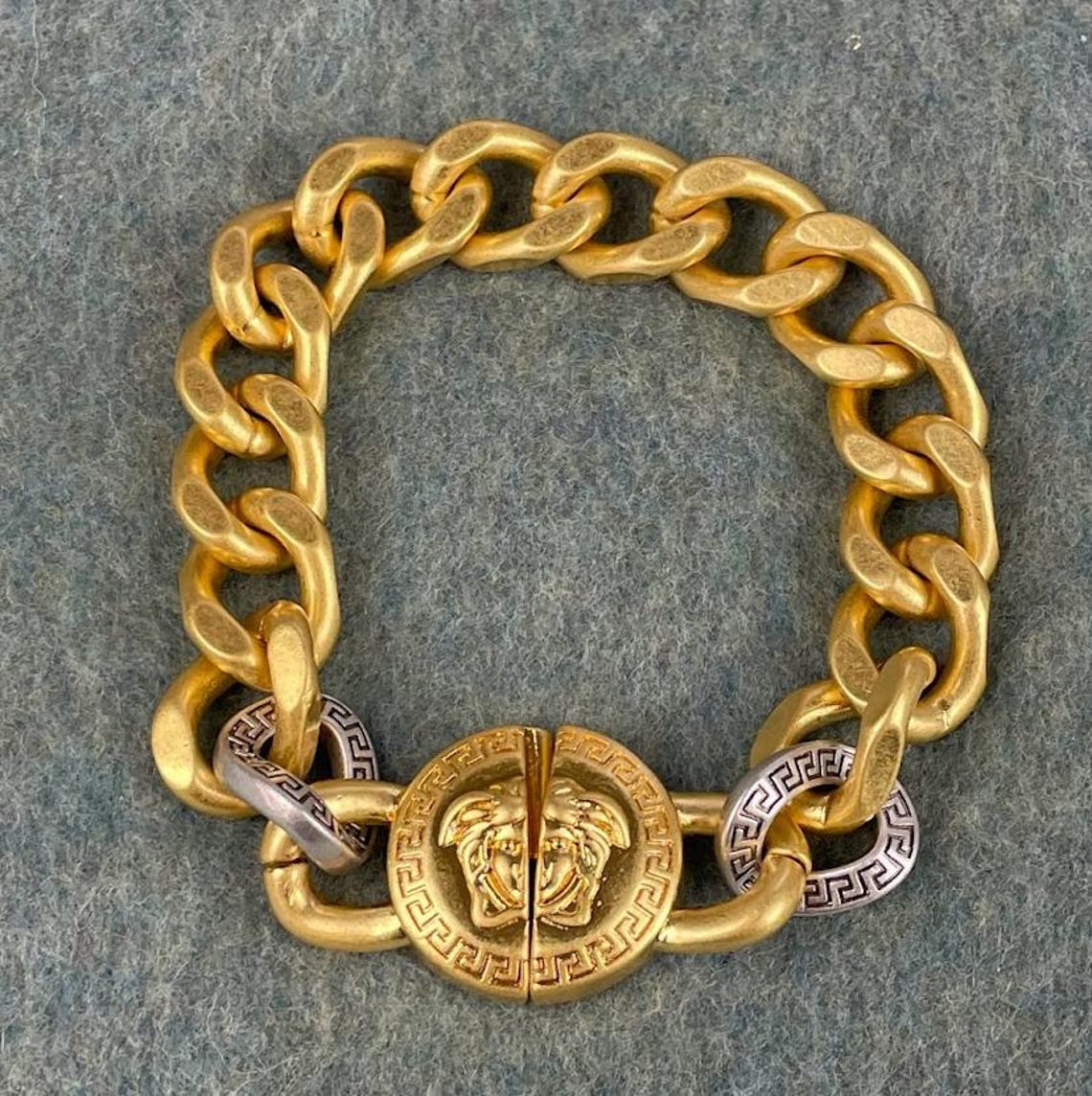 Vintage Versace Gold and Silver Chain Bracelet 18cm - Etsy