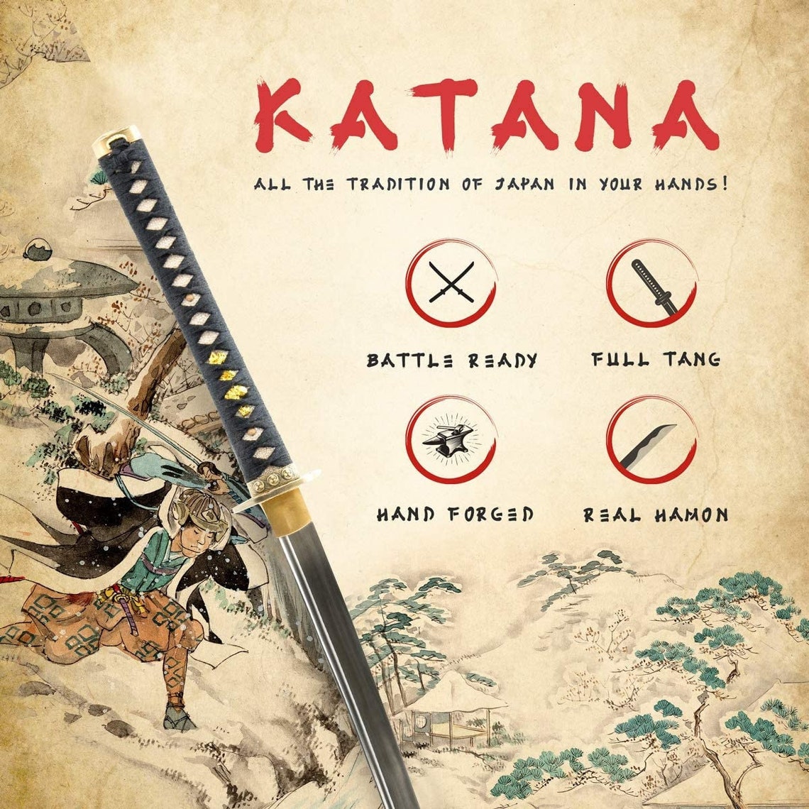 Handmade Sword - Japanese Samurai Katana Swords, Practical, Hand Forged ...