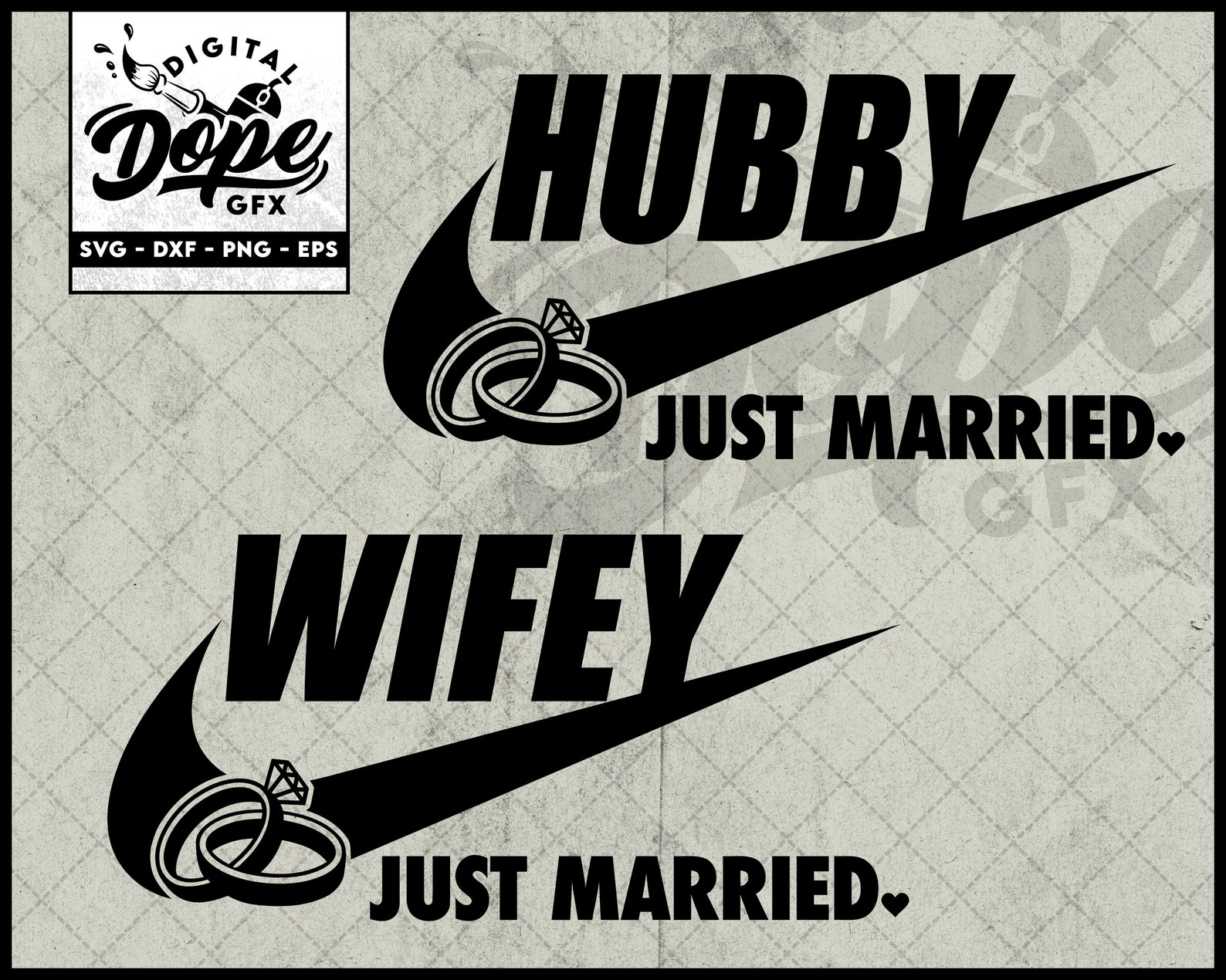 Hubby Wifey Just Married SVG Clipart, Newlywed Design (digital) - Etsy