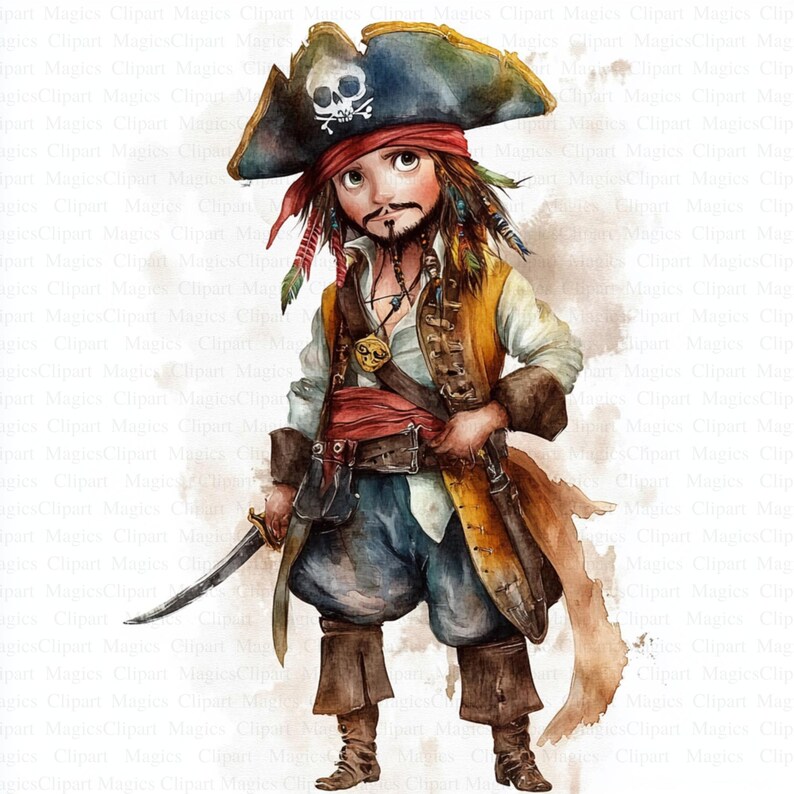 Cartoon Pirates Clipart 5 High Quality Jpgs Digital Download Clipart ...