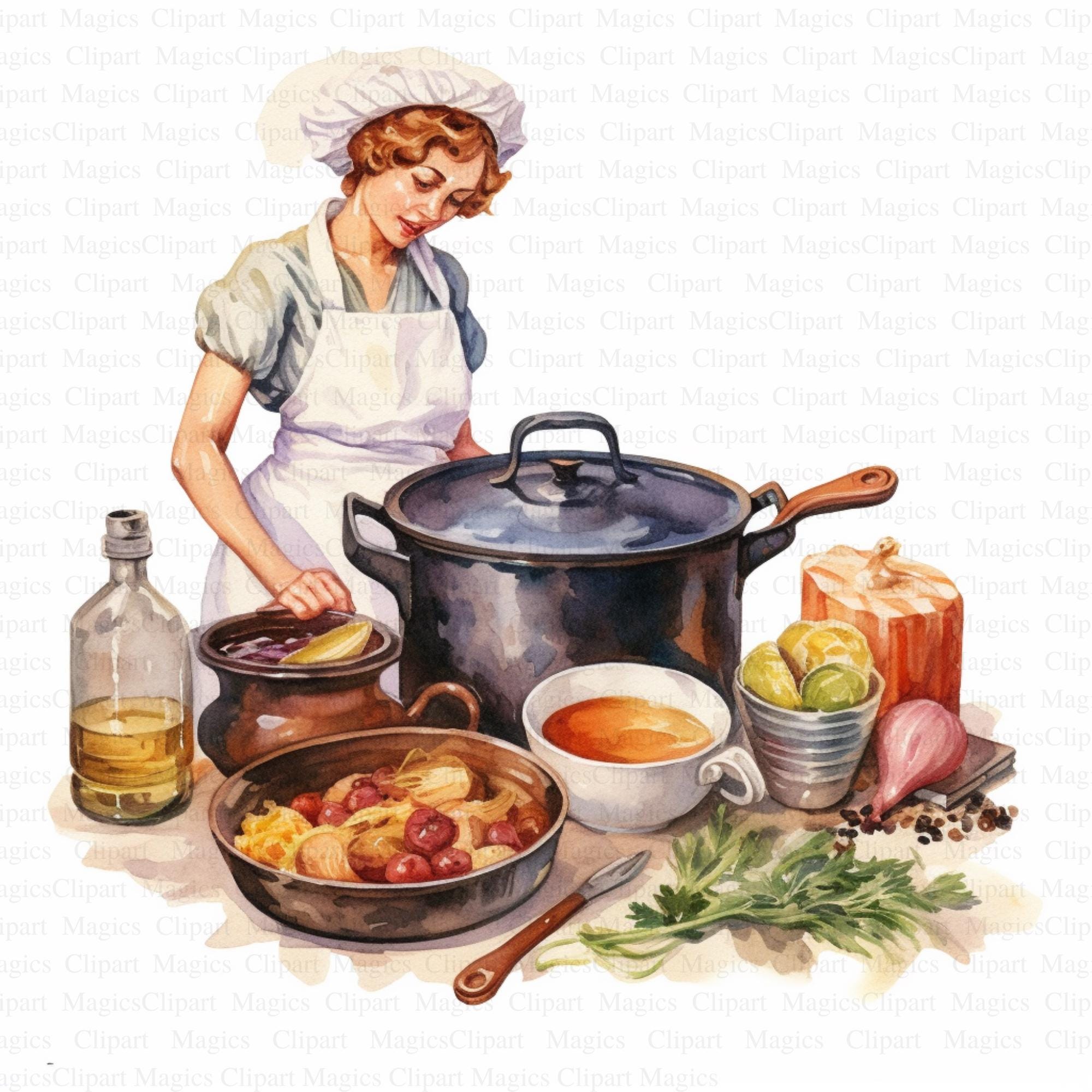 Old Fashioned Cooking Clipart 5 High Quality Jpgs Instant Digital ...