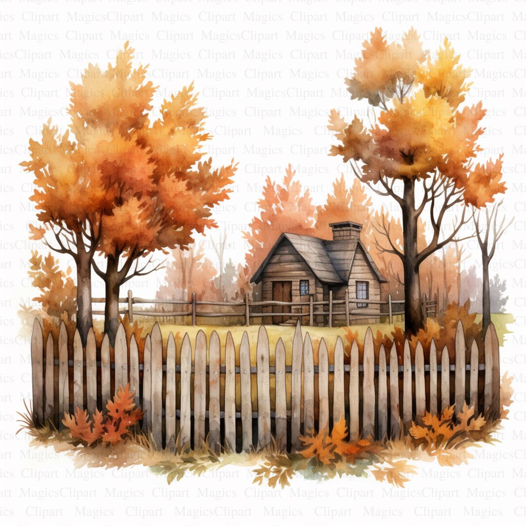 Autumn Fences Clipart 5 High Quality Jpgs Digital Download Card Making ...