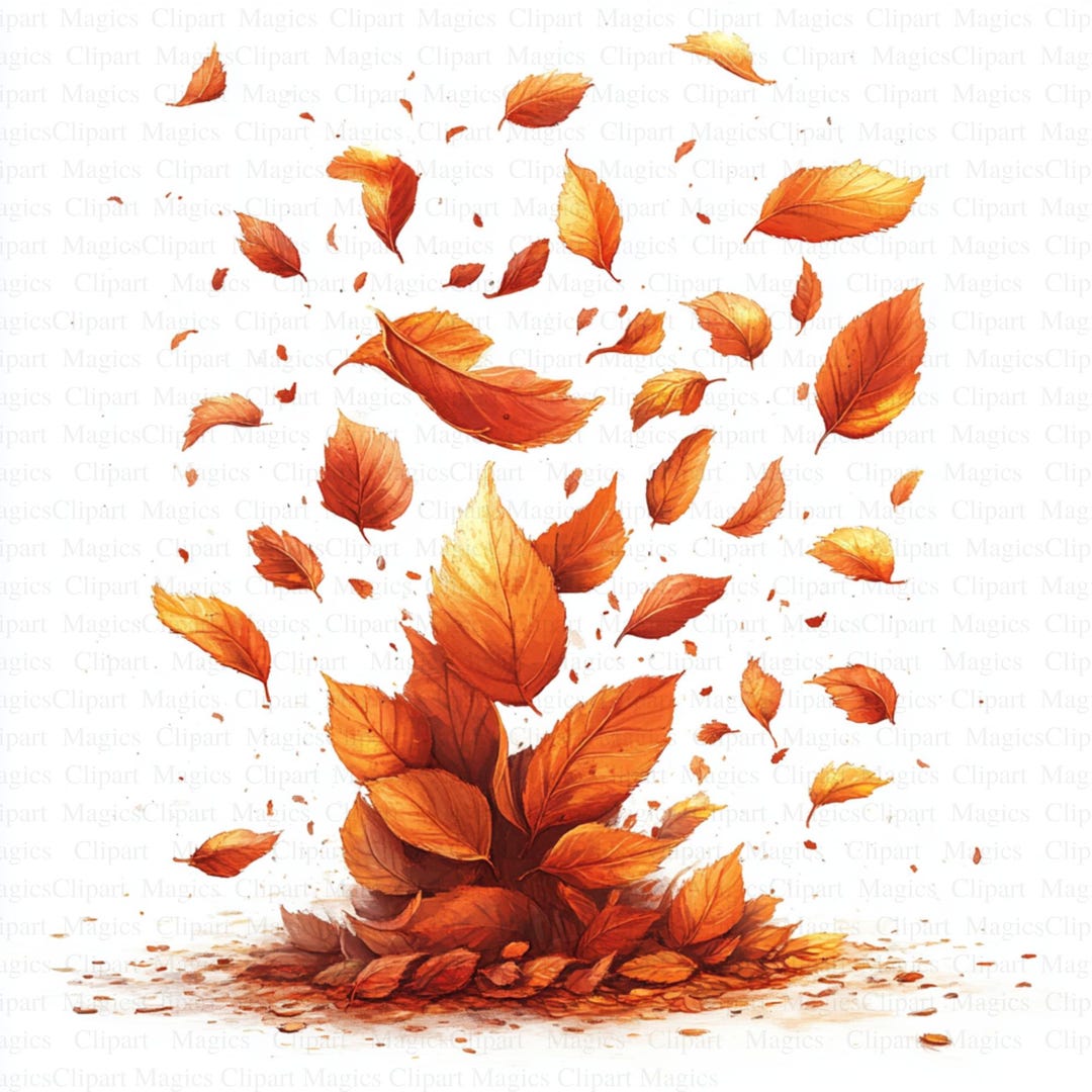 Falling Autumn Leaves Clipart 5 High Quality Jpgs Digital Download Wall ...