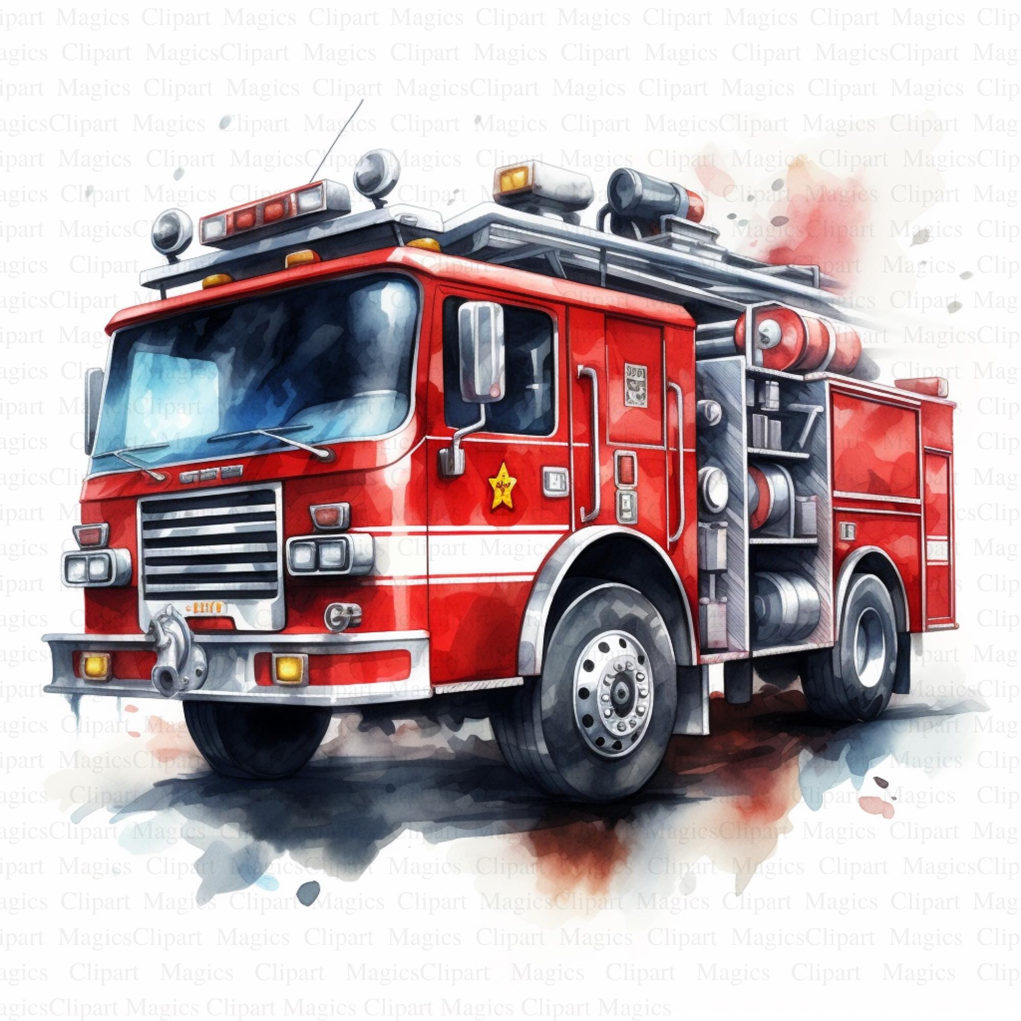 Fire Truck Clipart | 5 High Quality Jpgs | Digital Download | Cute ...
