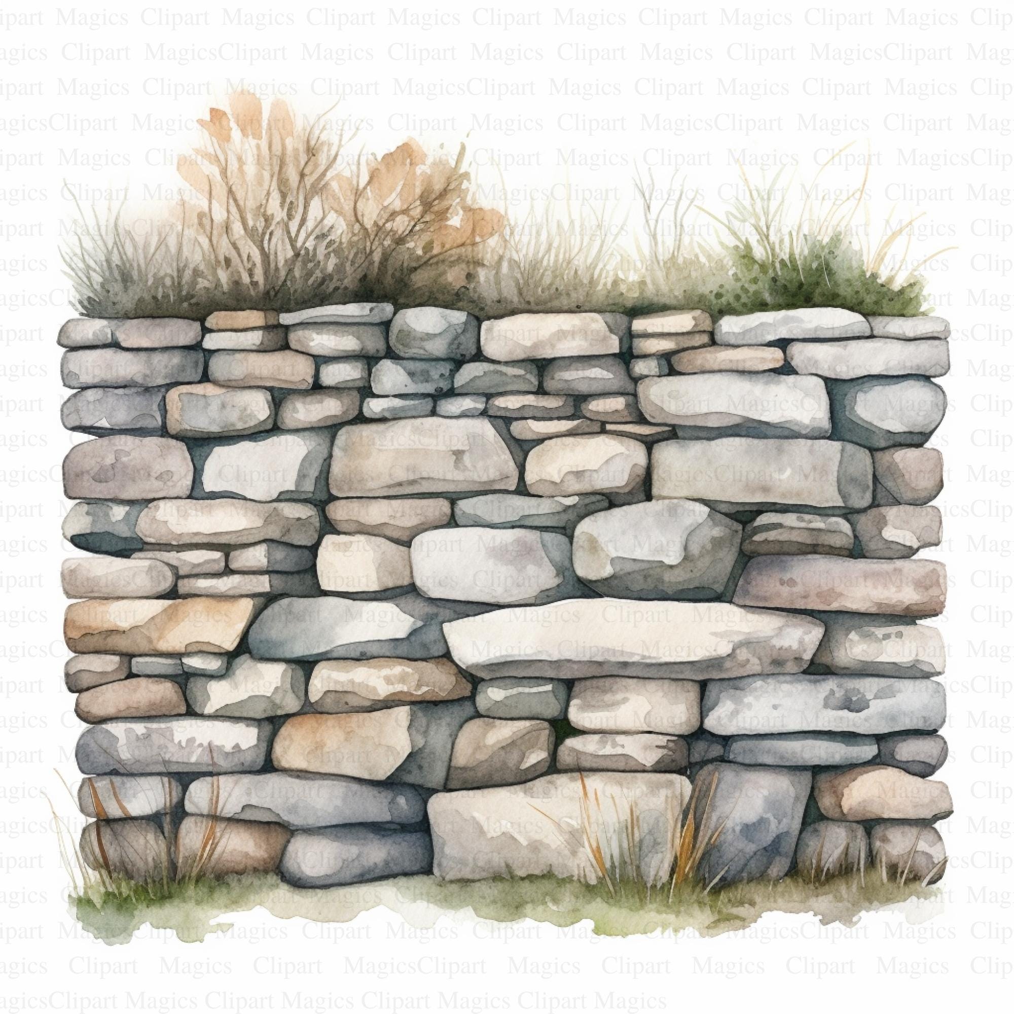 Rustic Stone Walls Clipart | 5 High Quality Jpgs | Digital Download ...