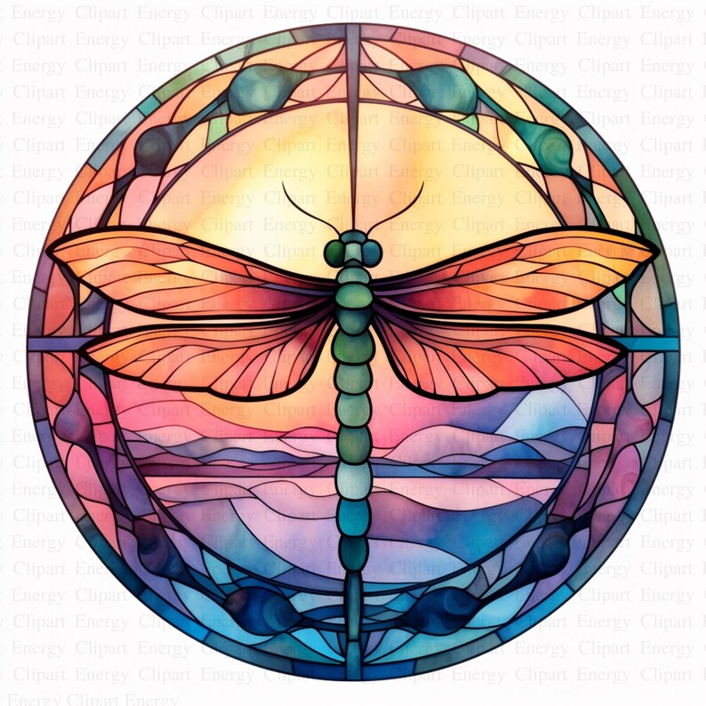 Stained Glass Dragonfly Clipart 5 High Quality Jpgs Digital Download ...