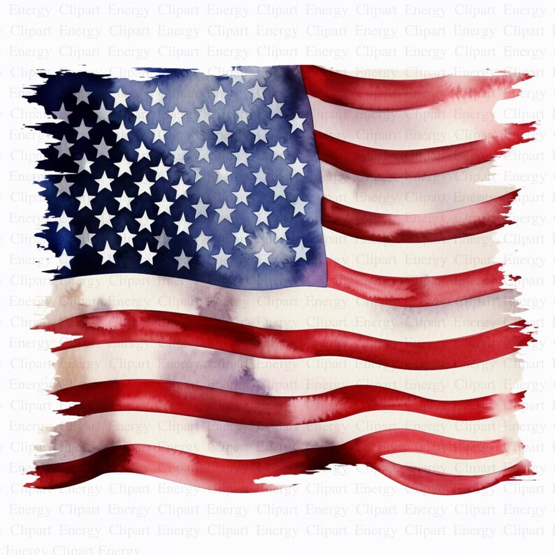 Watercolor American Flag Clipart 5 High Quality Jpgs Digital Download ...