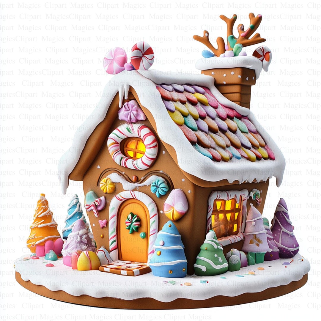Gingerbread House Clipart 5 High Quality Jpgs Digitaldownload Art ...