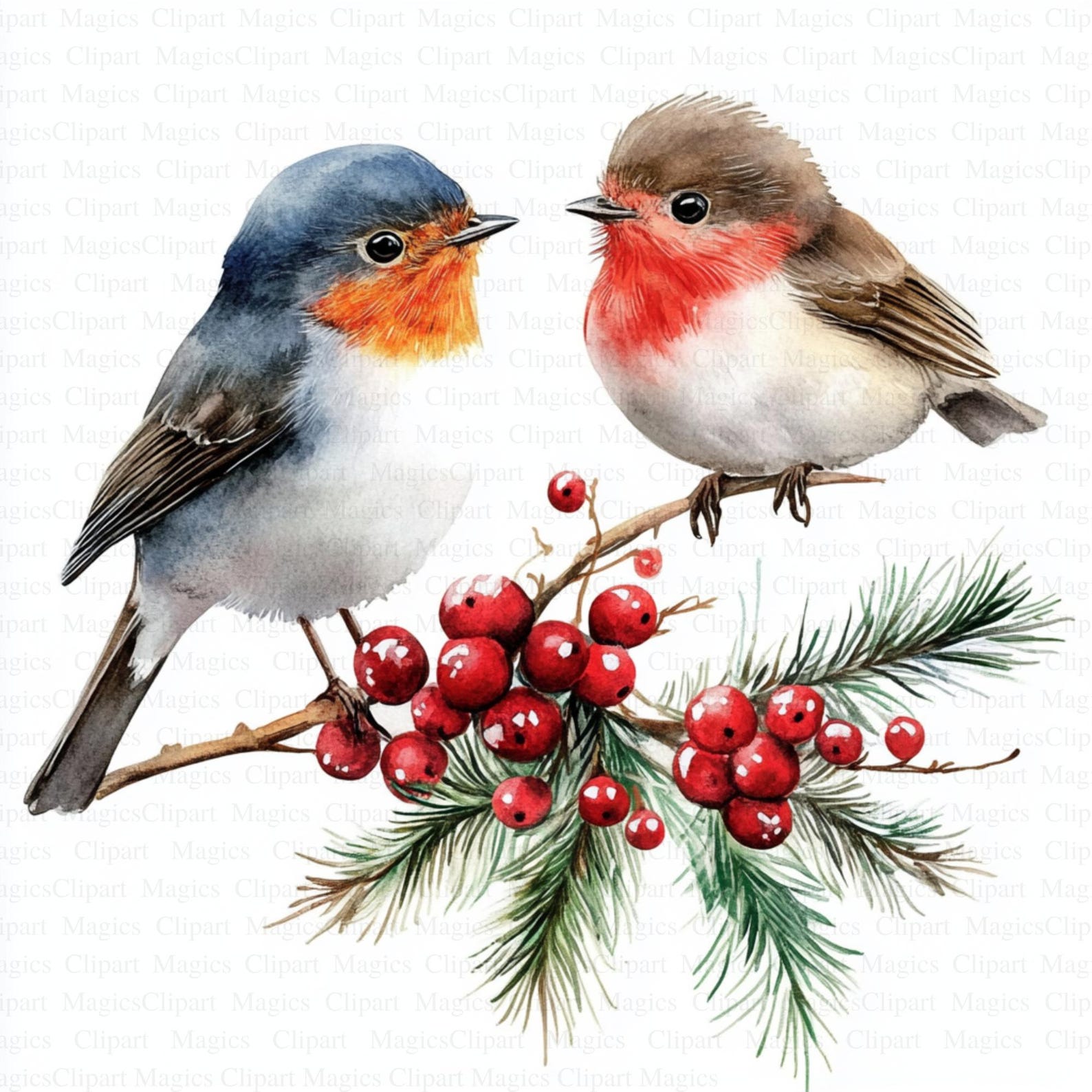 Various Christmas Birds Clipart Robin 5 High Quality Jpgs ...