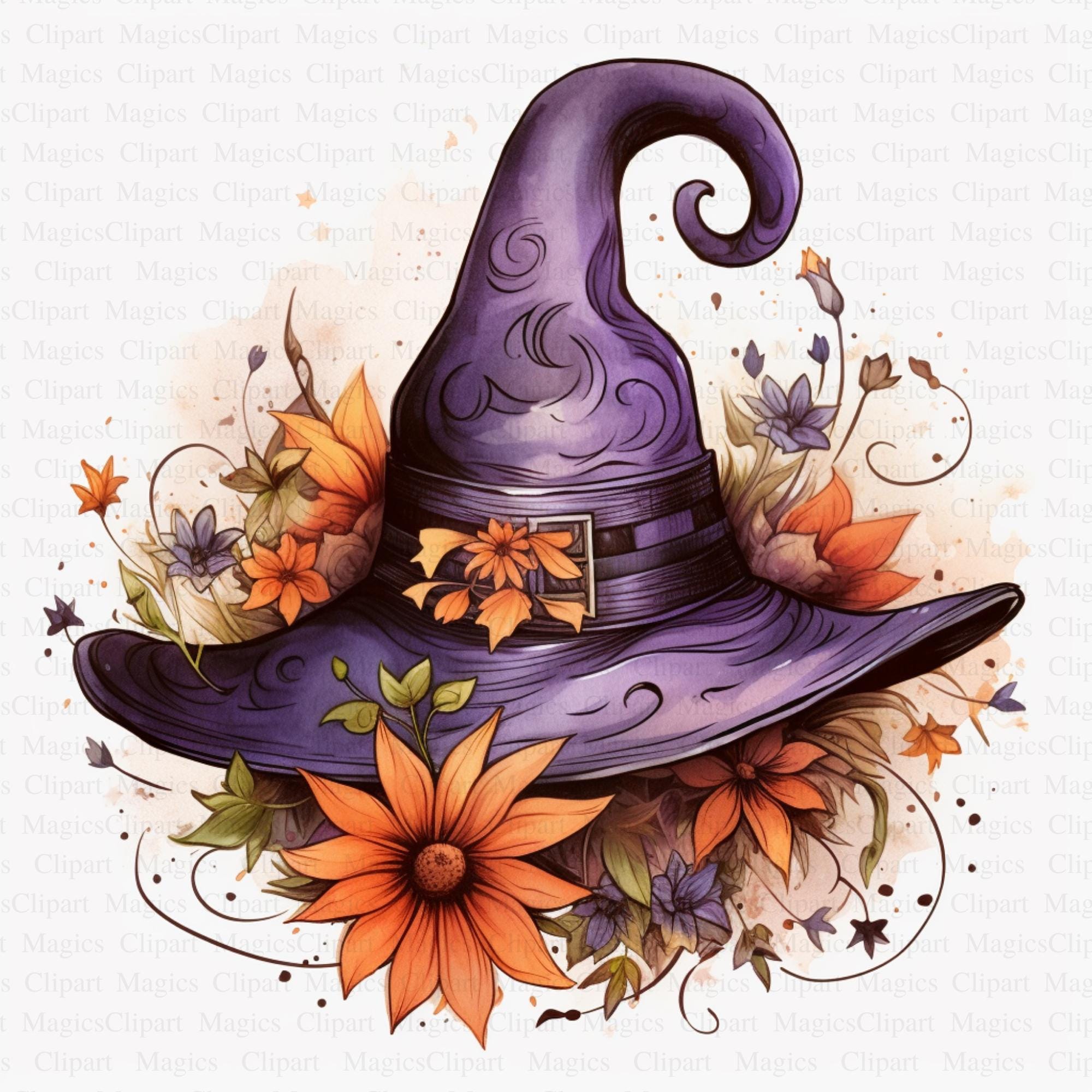 Witch Hat Clipart 5 High Quality Jpgs Digitaldownload Card Making Fairy ...