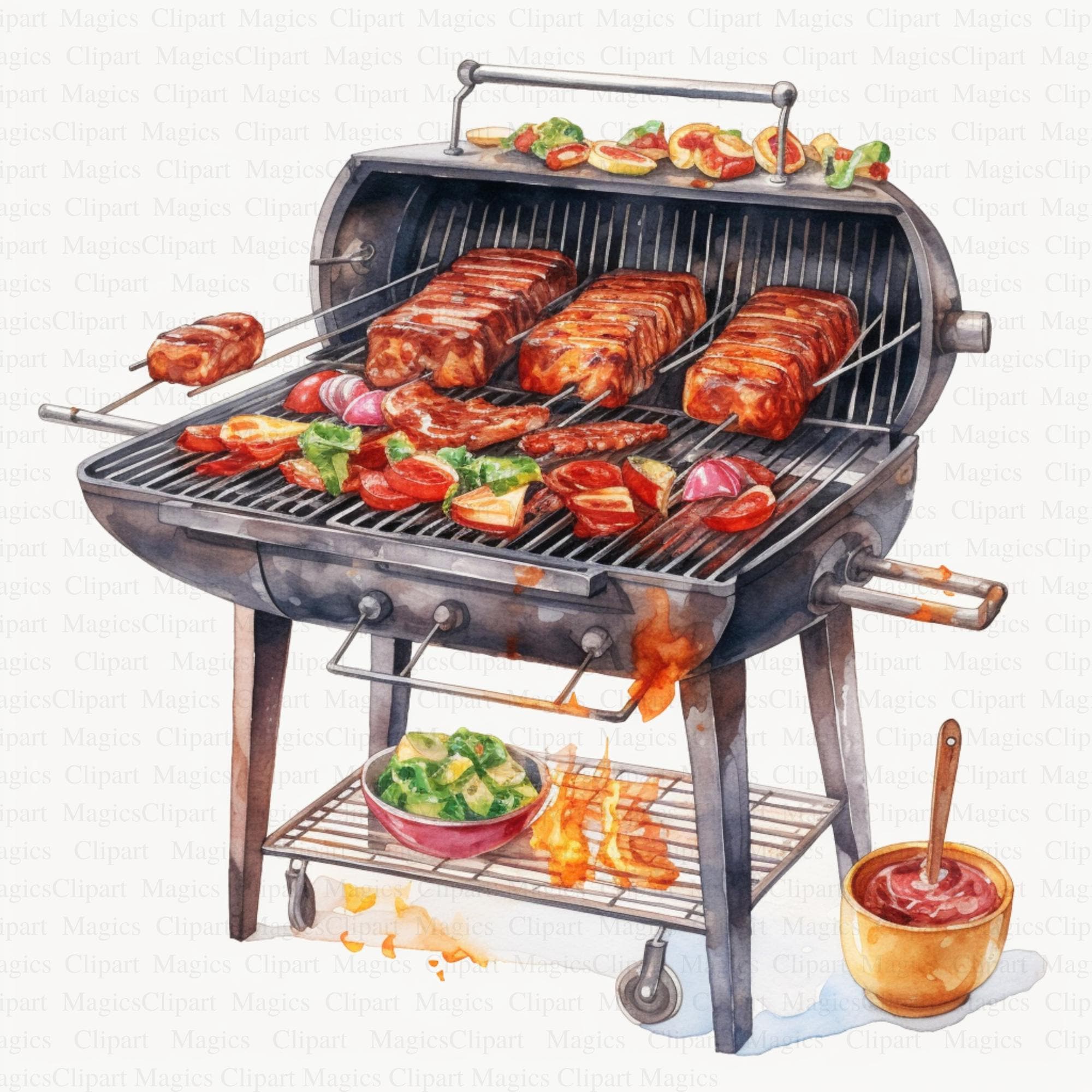 BBQ Grill Clipart | 5 High Quality Jpgs | Instant Digital Download ...