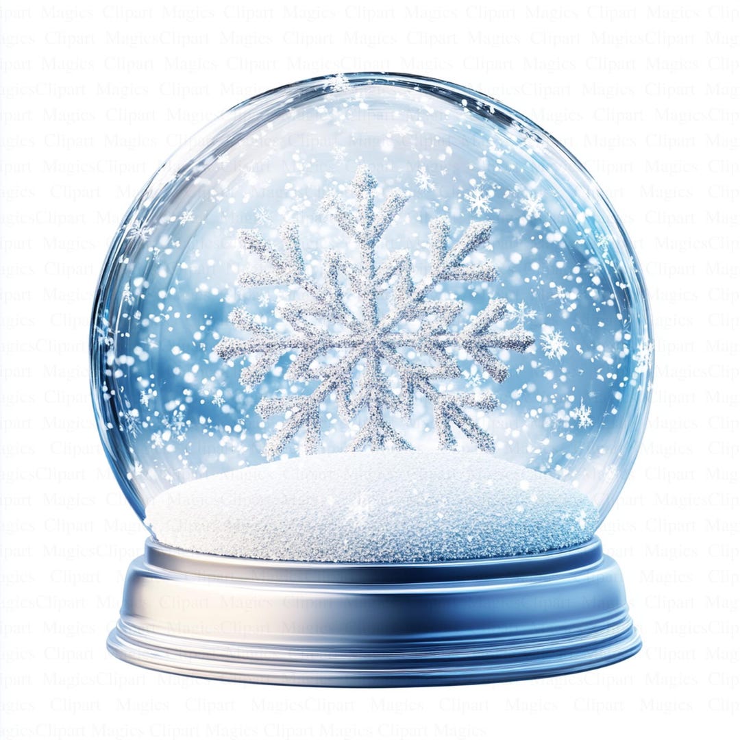 Snowflake Christmas Snow Globe Clipart | 5 High Quality Jpgs | Digital ...