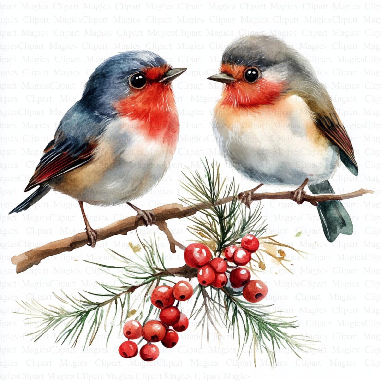 Various Christmas Birds Clipart | Robin | 5 High Quality Jpgs | Digital ...