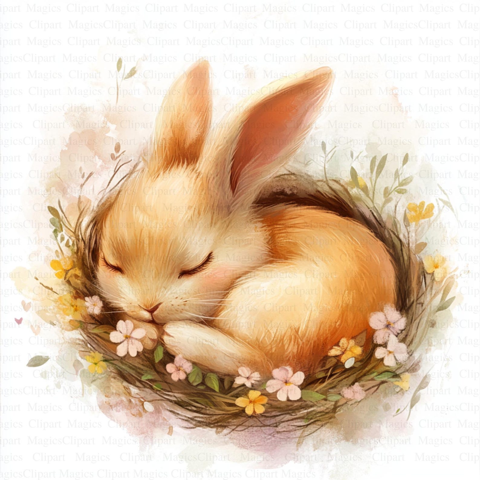 Sleeping Bunny Clipart 5 High Quality Jpgs Digitaldownload Cute Bunny ...