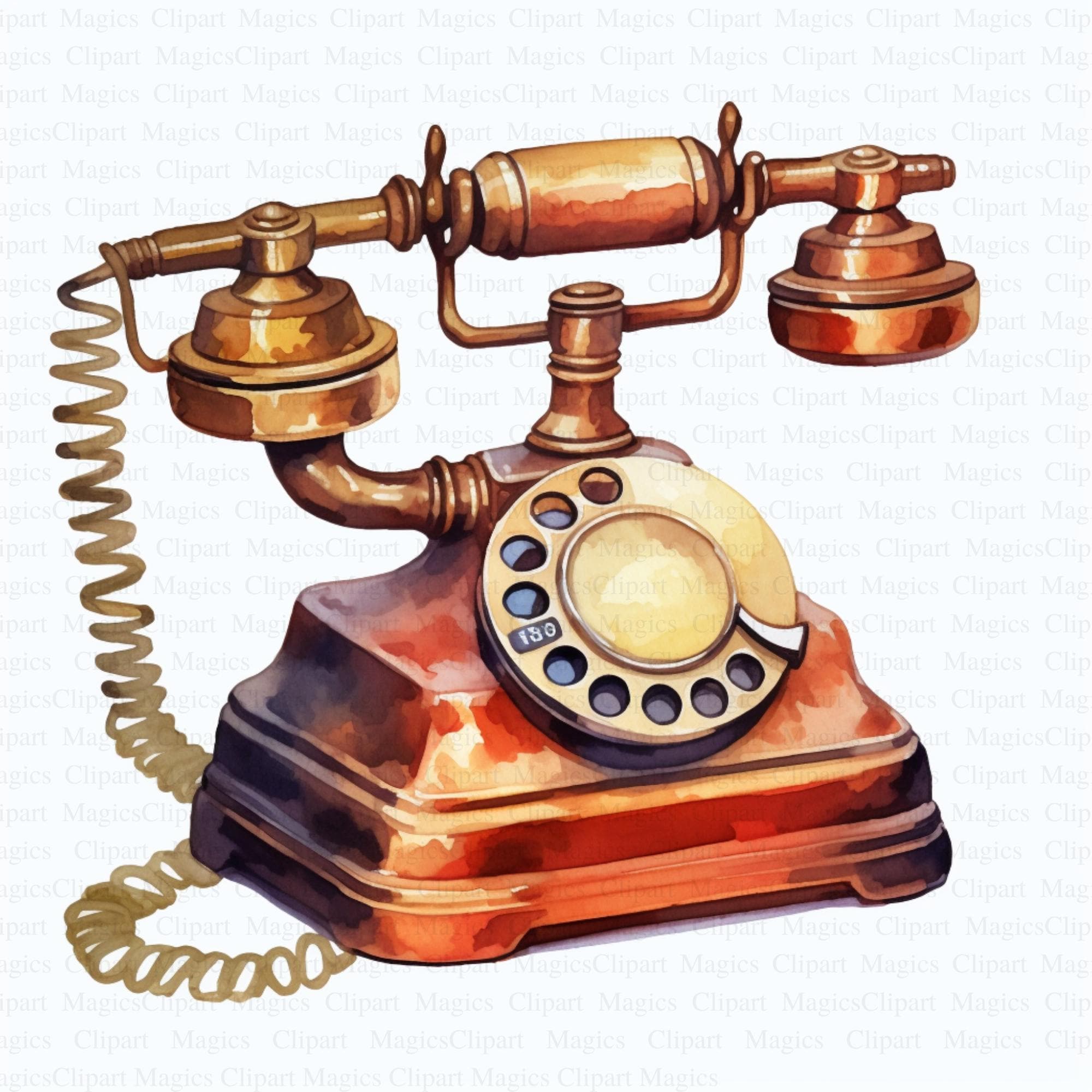Old Fashioned Phone Clipart 5 High Quality Jpgs Digital Download Phone ...