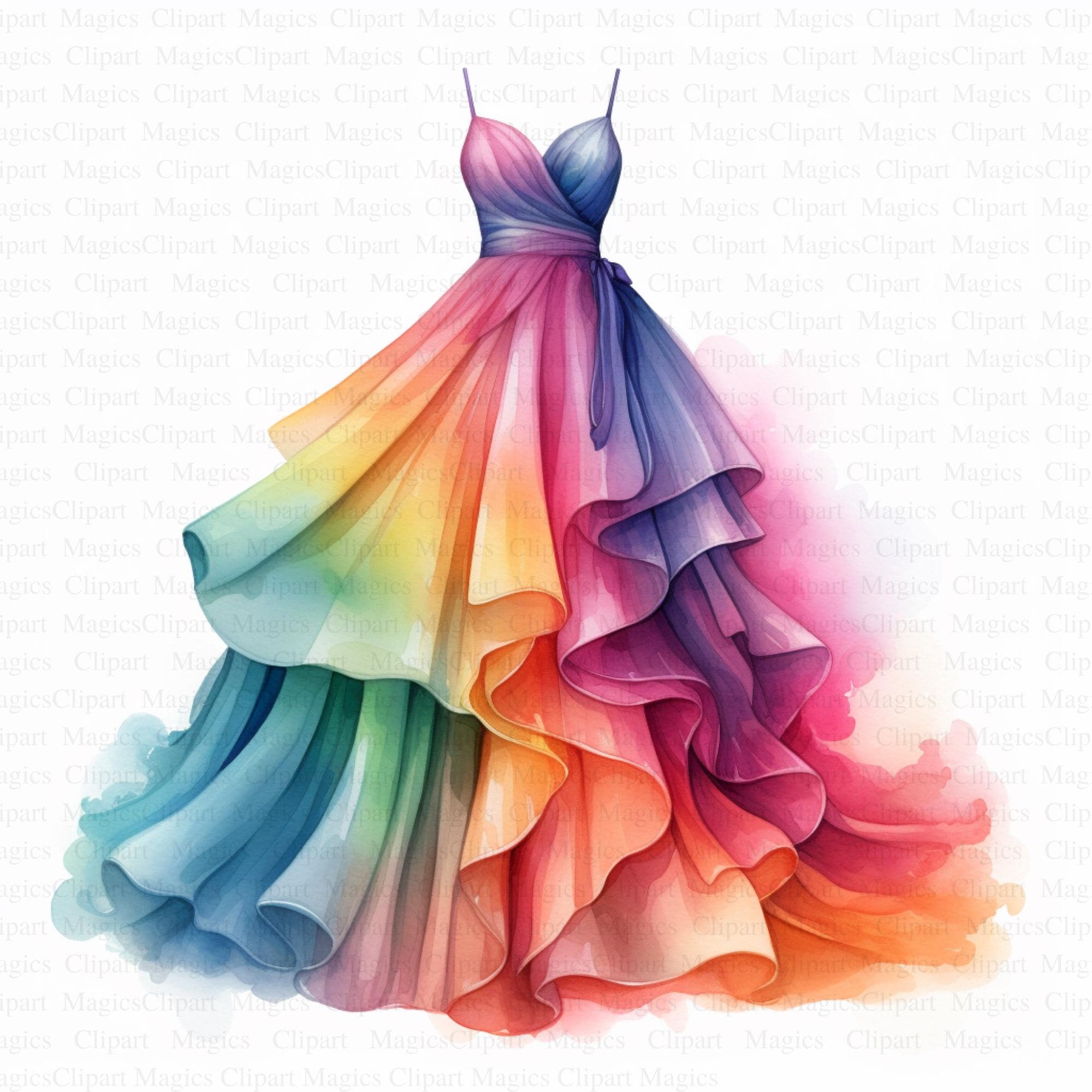 Dress Clipart 5 High Quality Jpgs Digital Download Princess Dress ...