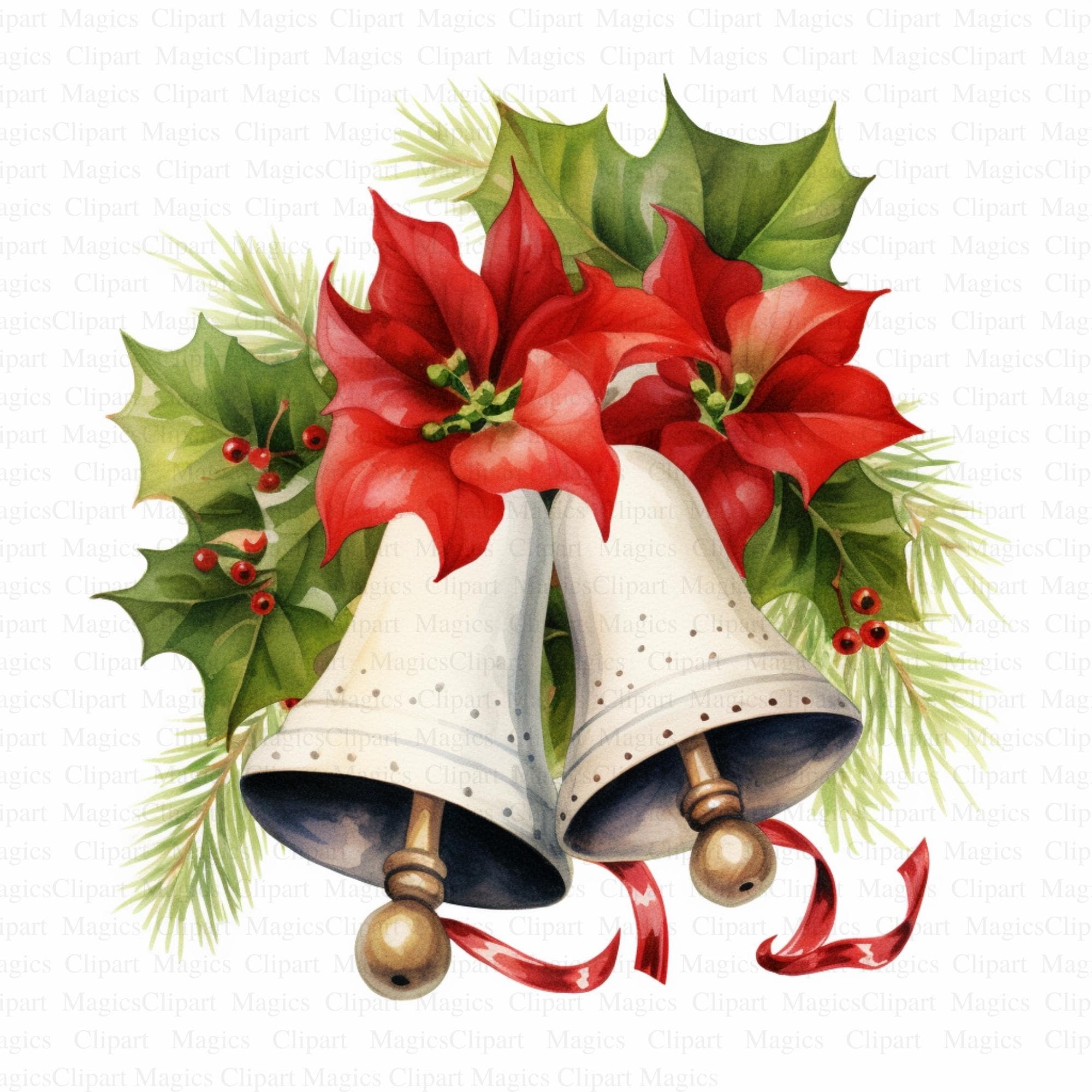 Christmas Bells Clipart Set-2 5 High Quality Jpgs Digitaldownload Card ...