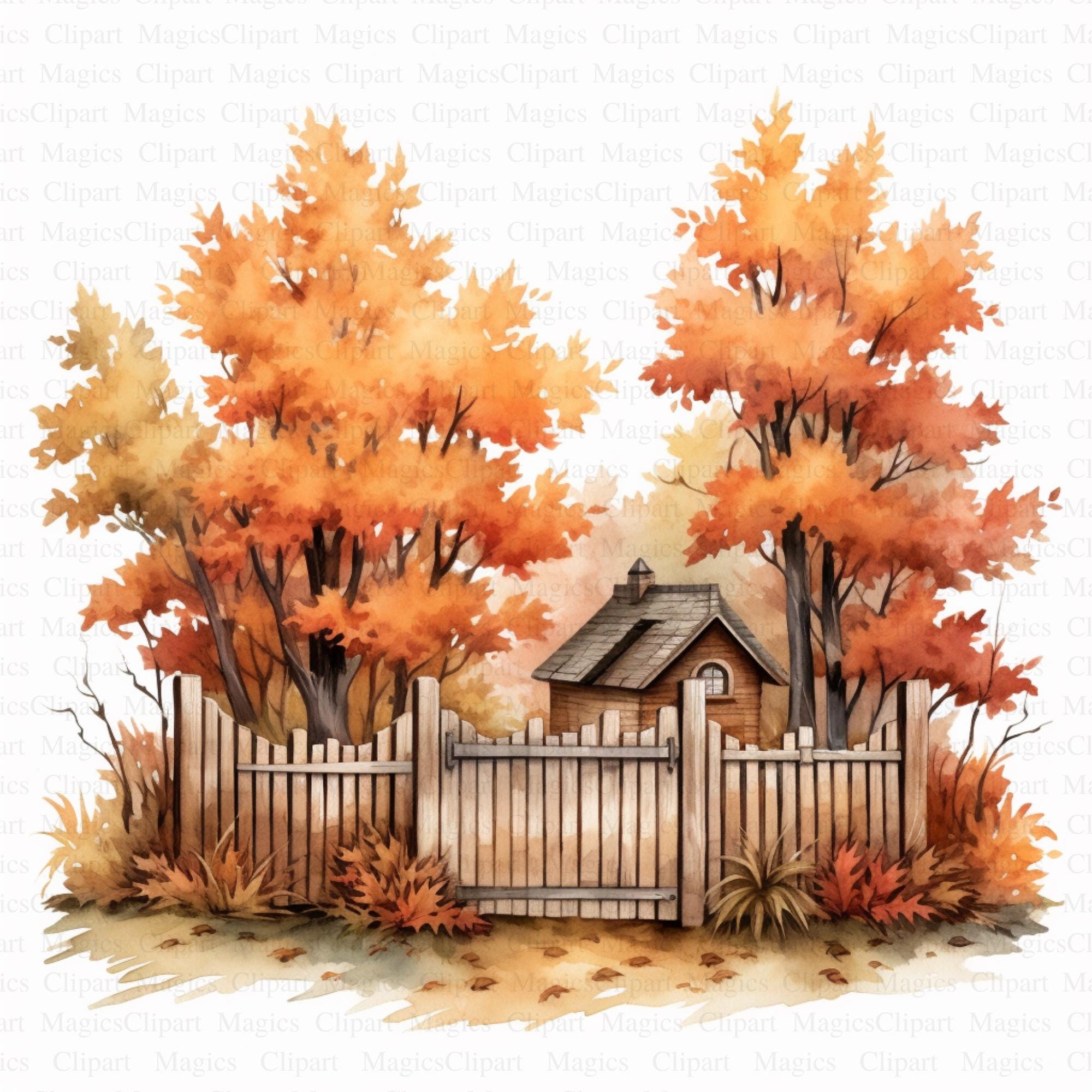 Autumn Fences Clipart 5 High Quality Jpgs Digital Download Card Making ...