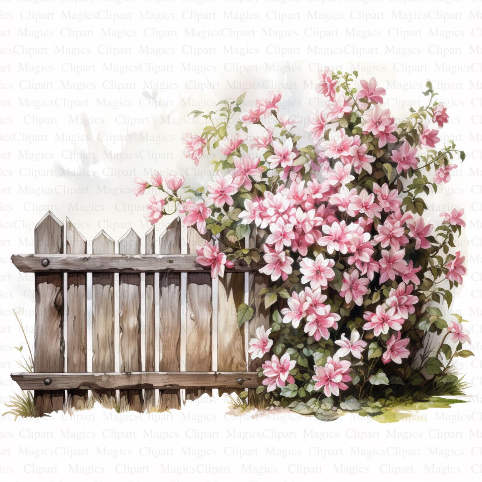 Wooden Fences Clipart 5 High Quality Jpgs Digital Download Nursery Art ...
