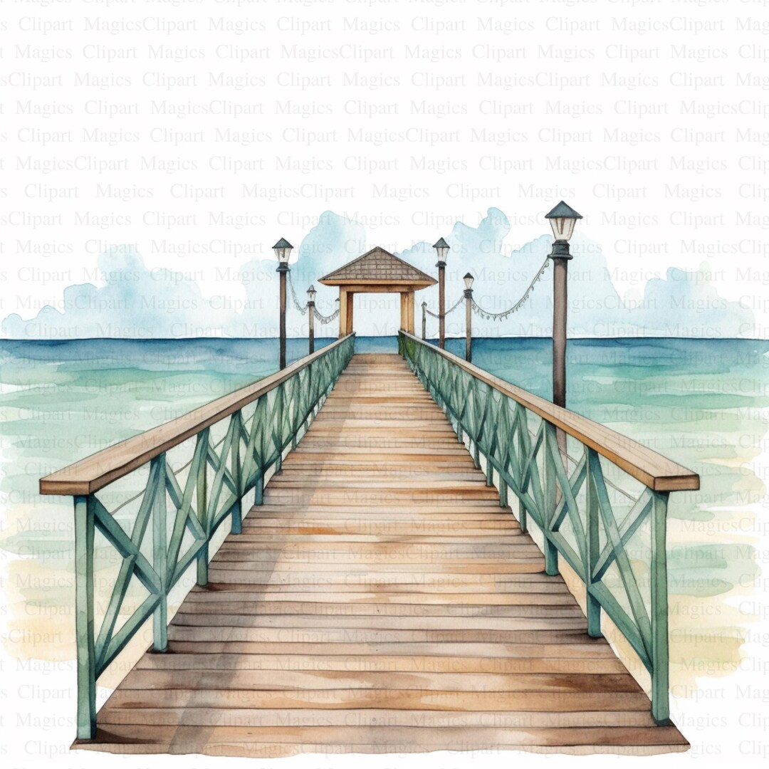 Sea Pier Clipart 5 High Quality Jpgs Digitaldownload Card Making Mixed ...