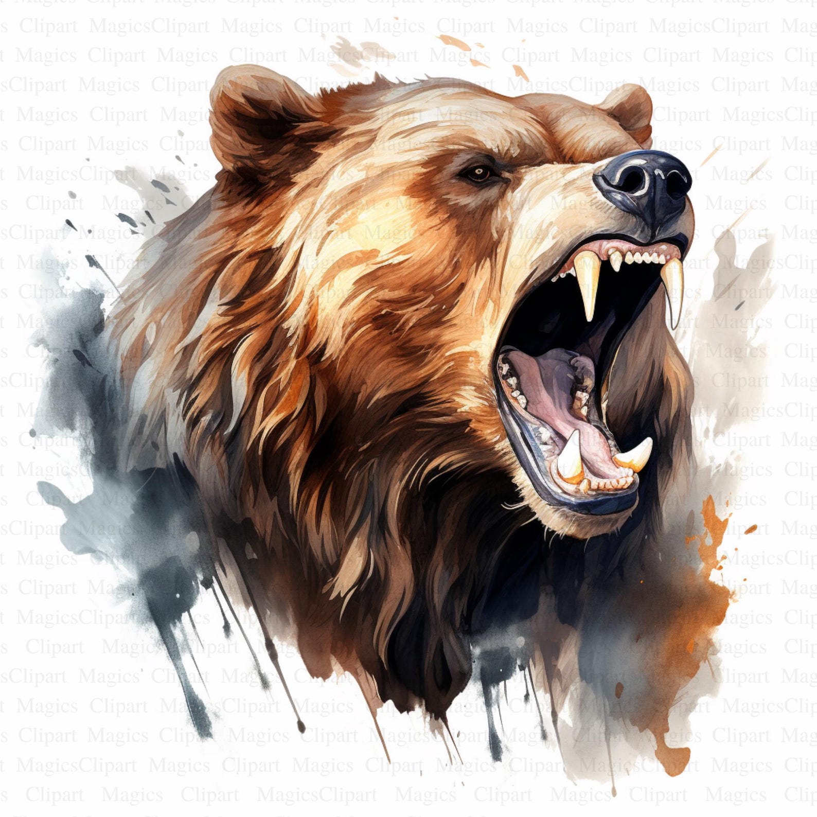 Roaring Bear Clipart 5 High Quality Jpgs Digital Download Clip Art Card ...