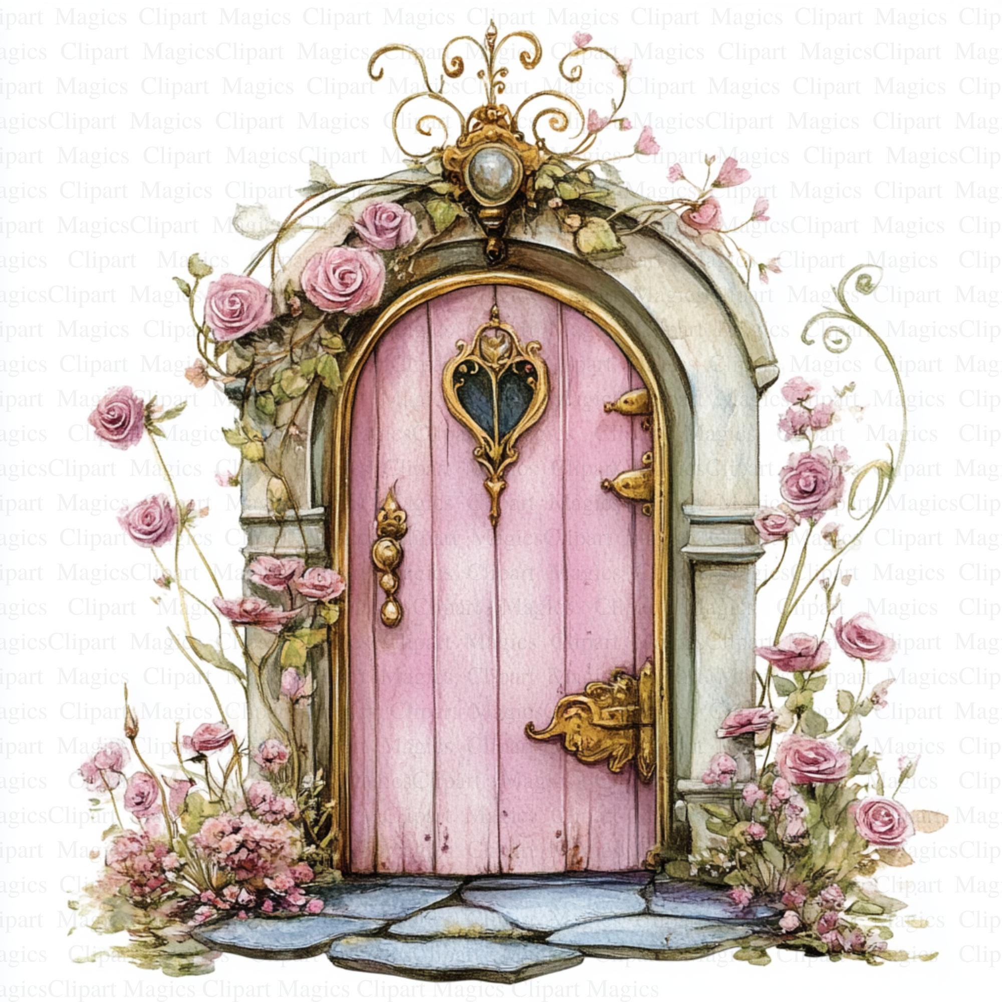 Floral Fairy Doors Clipart | 5 High Quality Jpgs | Digital Download ...