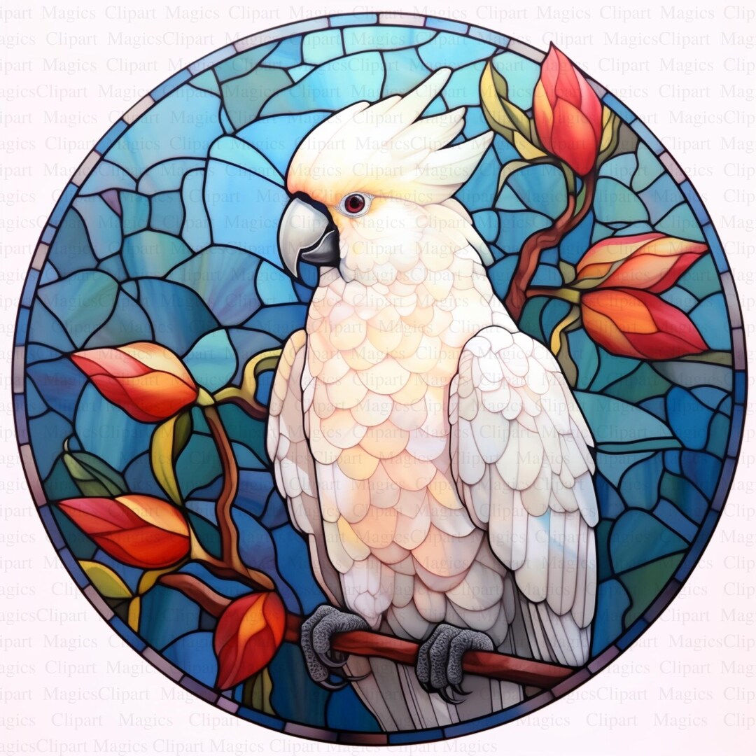 Stained Glass Cockatoo 5 High Quality Jpgs Digitaldownload Scrapbooking ...
