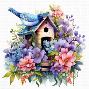 Bird House Clipart 5 High Quality Jpgs Instant Digital Download Card ...