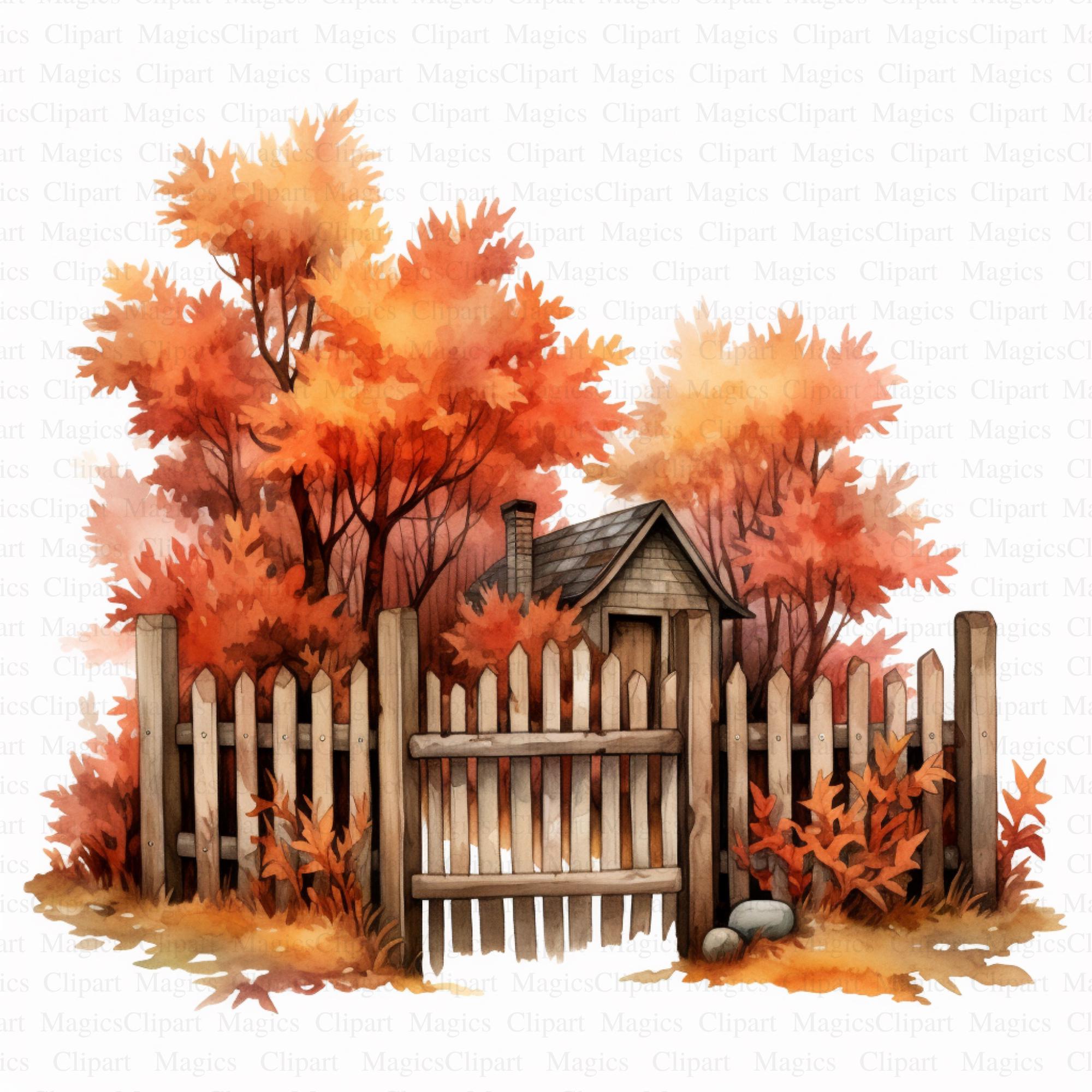 Autumn Fences Clipart 5 High Quality Jpgs Digital Download Card Making ...