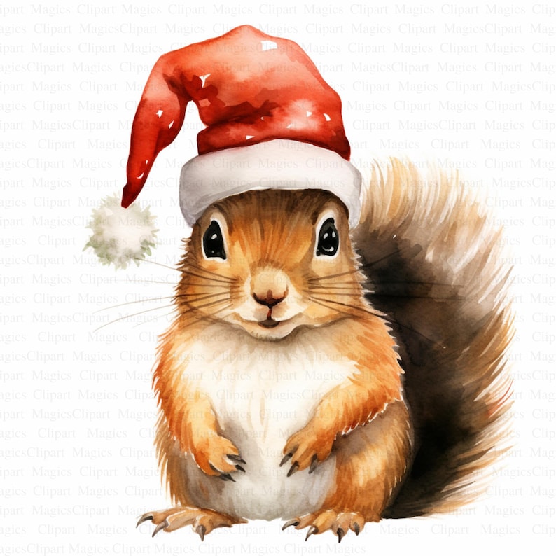 Squirrel Christmas Hat Clipart 5 High Quality Jpgs Digitaldownload ...