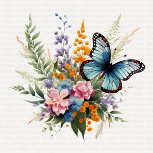 Florals Butterfly Clipart 5 High Quality Jpgs Digital Download Digital ...