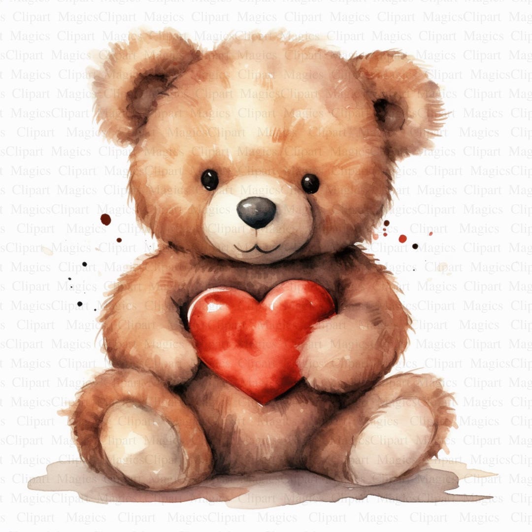 Teddy Bear With Heart Clipart 5 High Quality Jpgs Instant Digital ...
