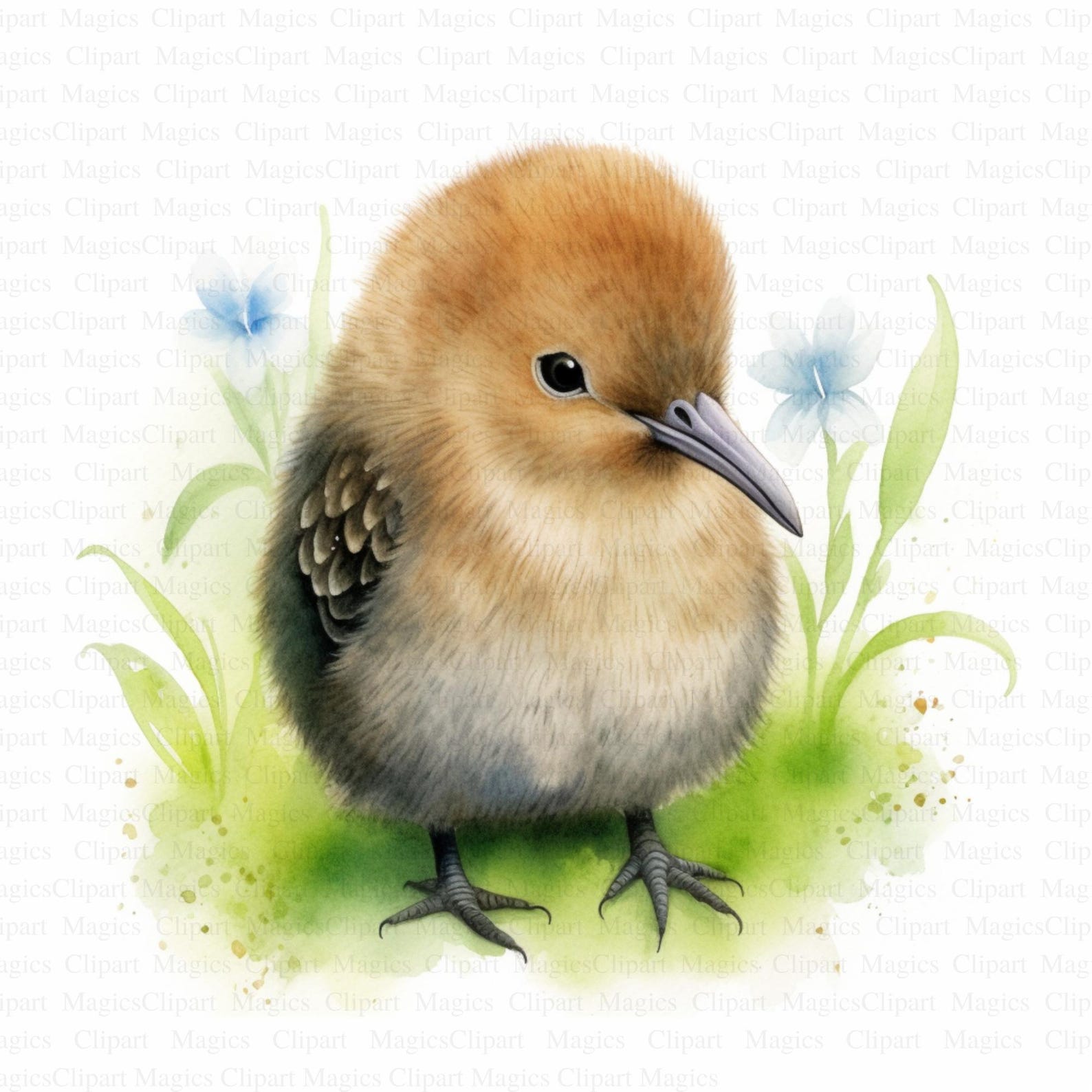 Cute Kiwi Bird Clipart 5 High Quality Jpgs Instant Digital Download ...