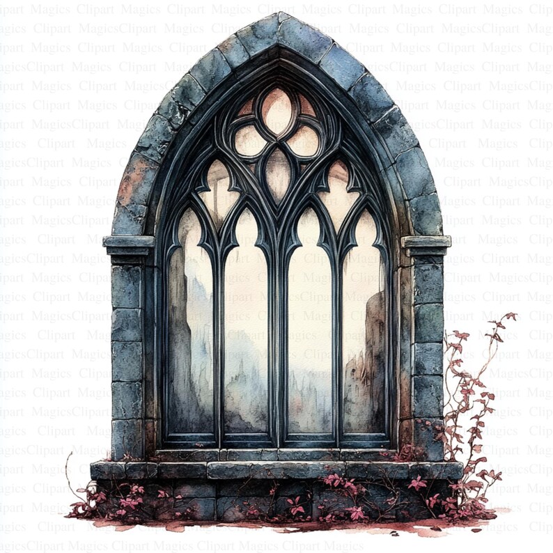 Gothic Window Clipart 5 High Quality Jpgs Digitaldownload Paper Craft ...